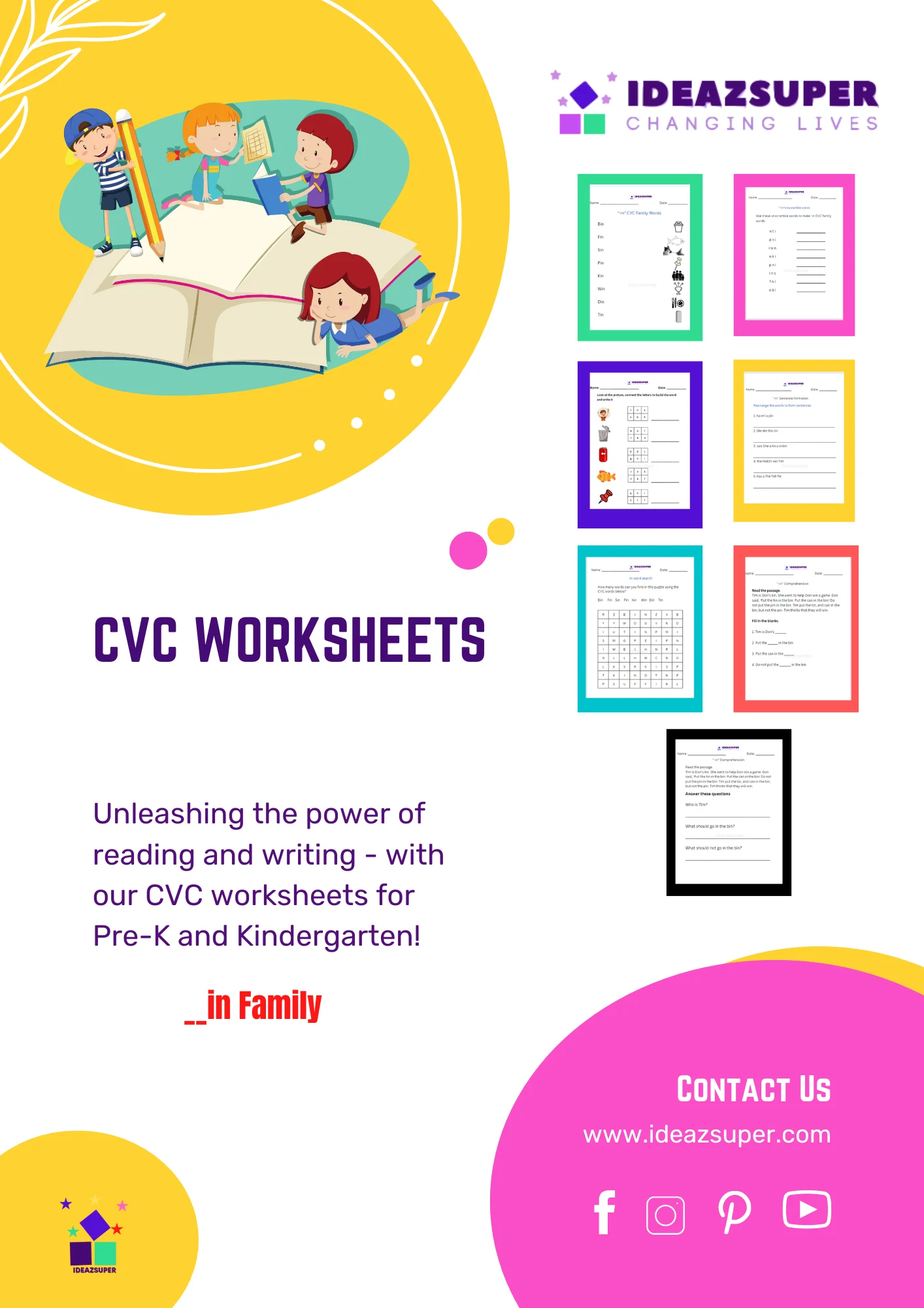 CVC “-in” Word Family (With Writing) - IdeazSuper