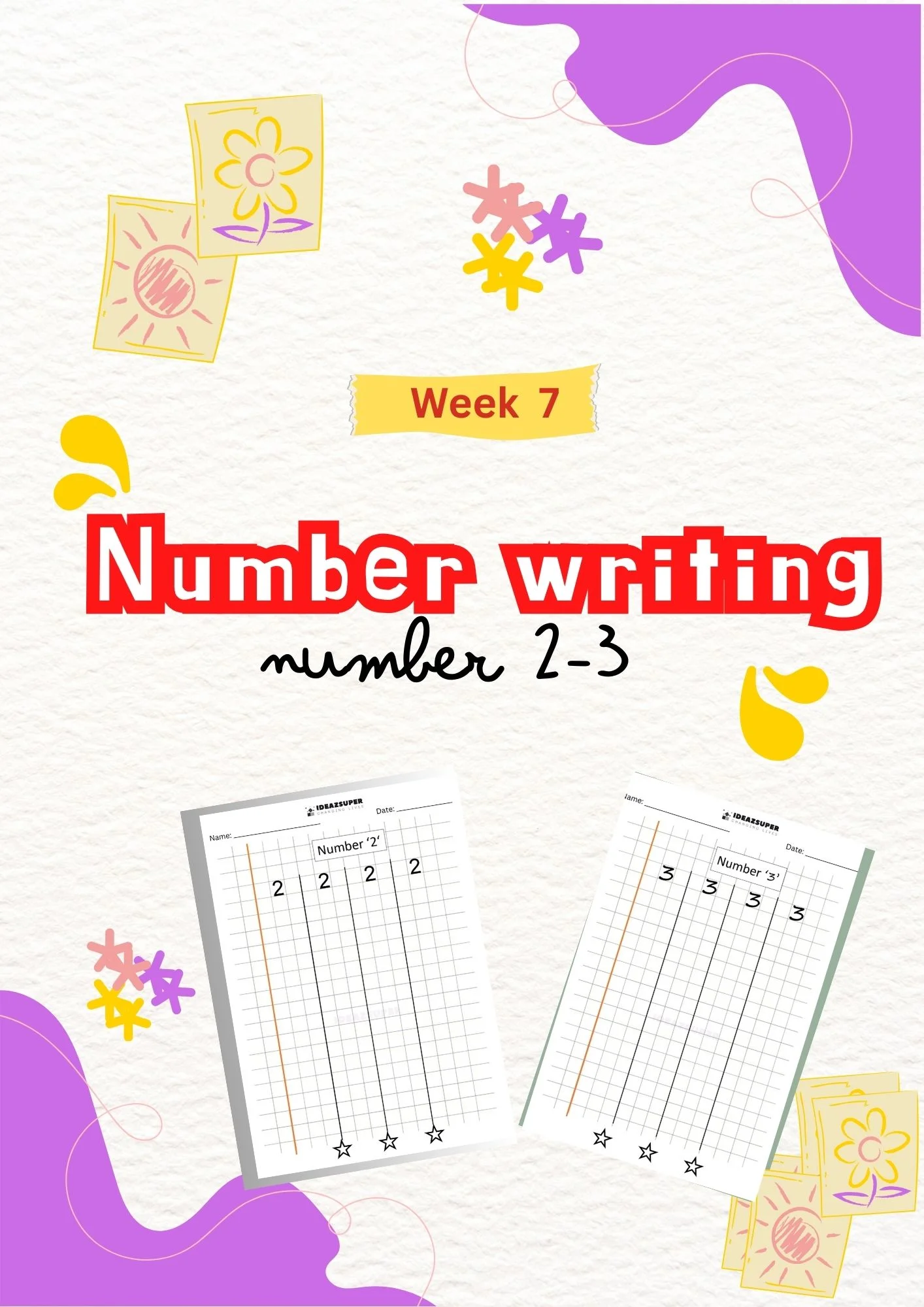 Math Number Writing - Week 7 – Numbers 2 and 3 (Ages 3–6) - IdeazSuper