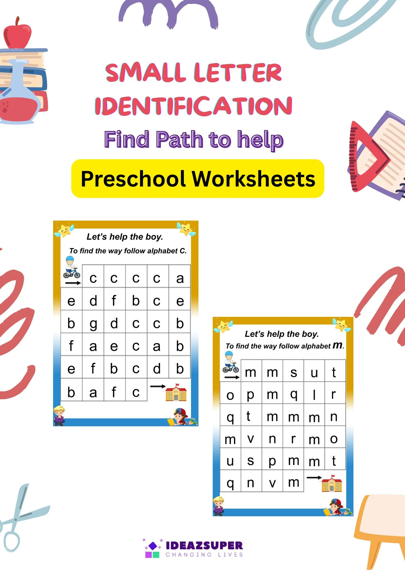 English - Alphabet Identification – Small Letters (Find the Path, Ages ...