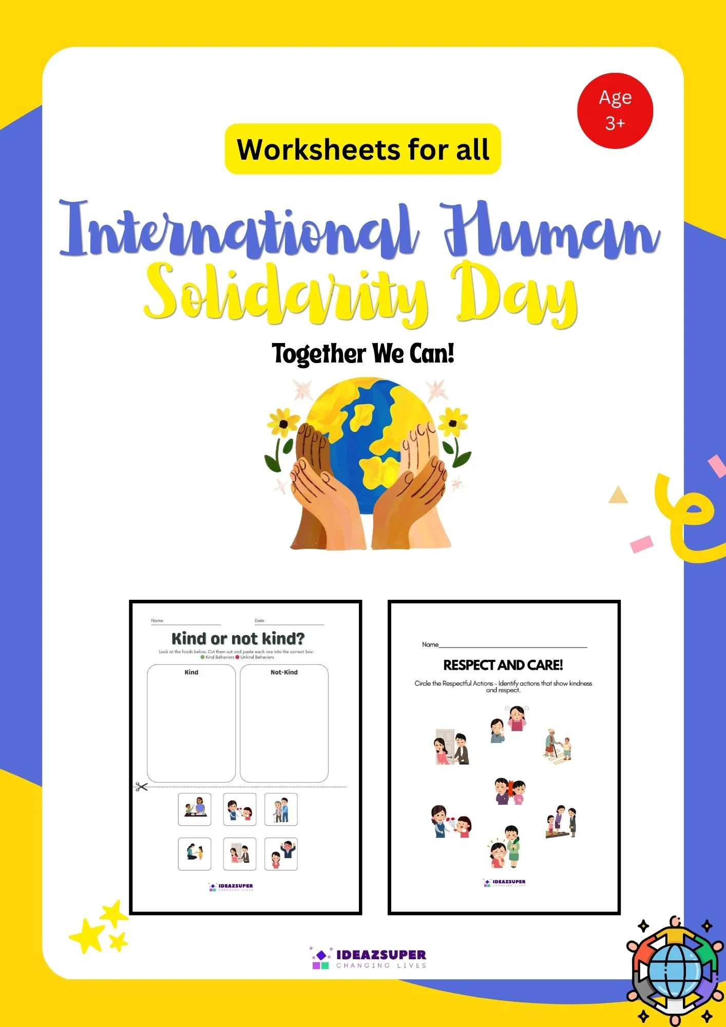 Human Solidarity Day Worksheets for Preschool - IdeazSuper