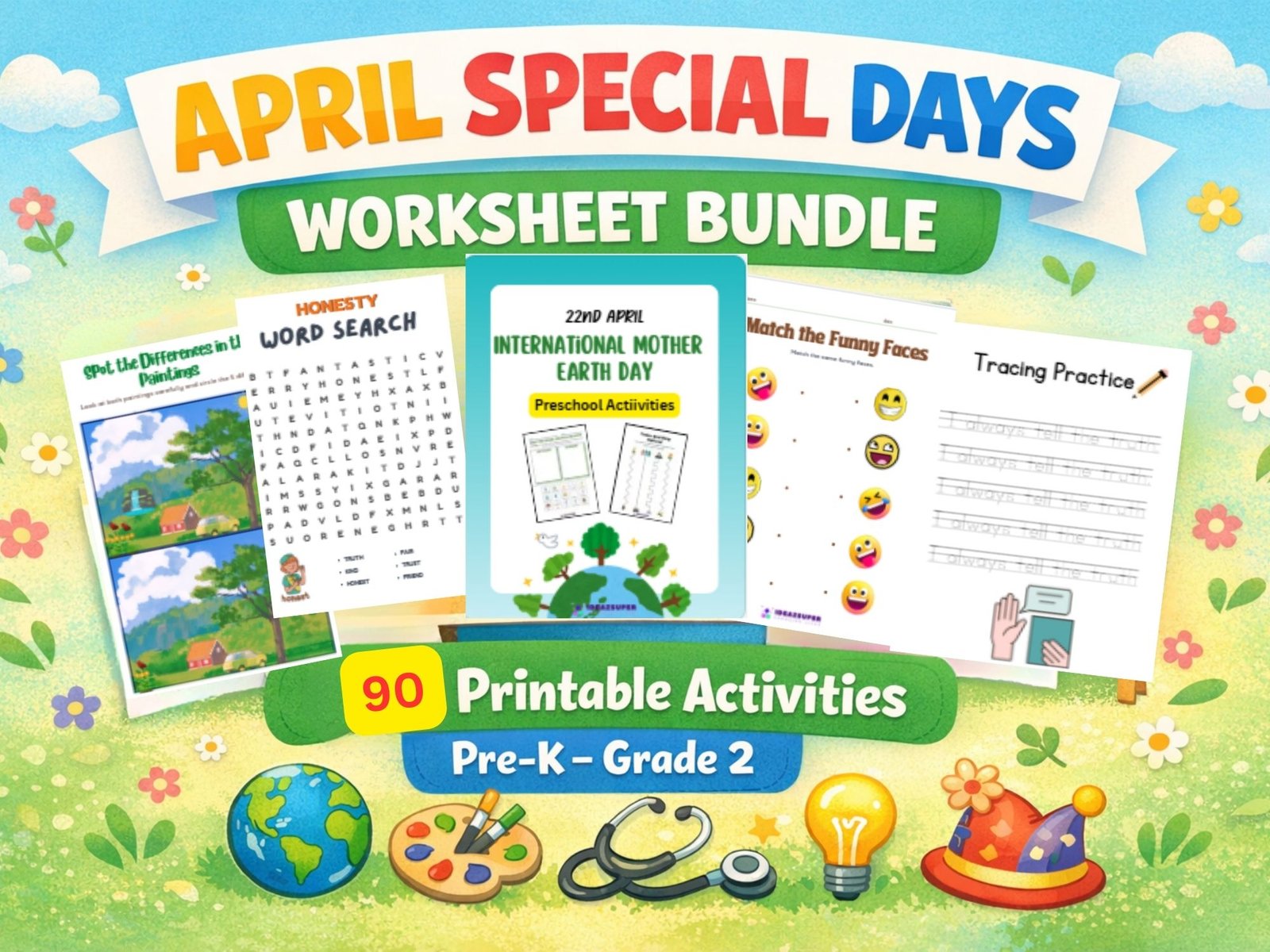 April Special Days Worksheets Bundle for Kids - IdeazSuper